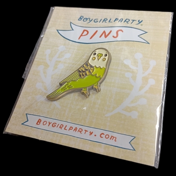 Hand Crafted | Jewelry | Enamel Pins Green And Yellow Parakeet Bird ...